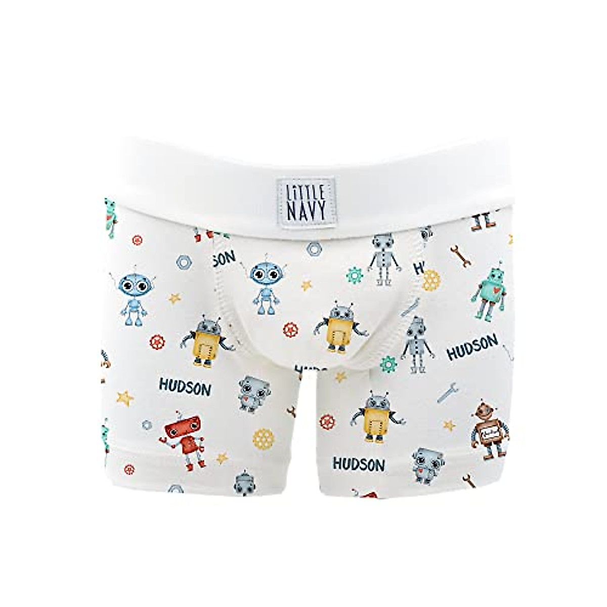 PERSONALIZED PREMIUM BOYS BOXER BRIEF (3 PACK) - Robot World Boy WHITE (4T)