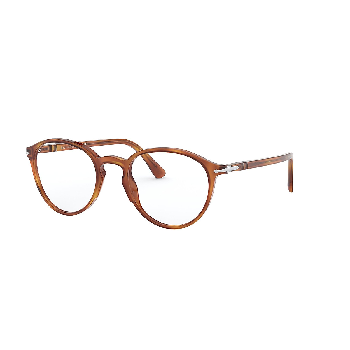 Persol PO3218V Round Prescription Eyewear Frames, Terra Di Siena/Demo Lens, 51 mm