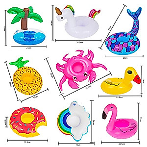 9 Pack Pool Floaties for Girl Dolls Swimming Pool Party Ring Inflatable Drink Holder for 11.5" Girl Dolls Cup Coasters for Kids Pool Toys