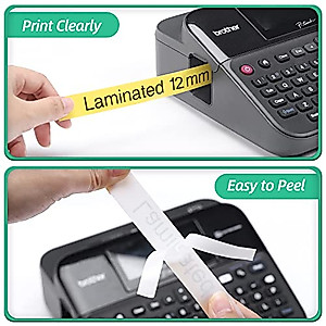 TZ Tape 12mm 0.47 Laminated Yellow Replacement for Brother P-Touch TZe-631 Black on Yellow Ribbon for Ptouch Label Maker Refills PT-D210 D200 D220 H110 D400 Cube, 1/2 Inch x 26.2 feet, 4 Pack