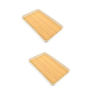 Abaodam 2pcs Dessert Plate Serving Tray Dessert Tray Desktop Accessories Skin Care Accessories Wooden Breakfast Tray Japanese Sushi Tray Multi-Function Fruit Plate Convenient Coffee Tray