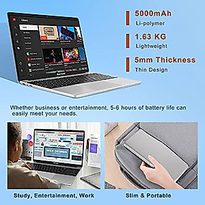 Ruzava/Aocwei 15.6" Laptop 6GB DDR4 128GB SSD Intel J4105 (Up to 2.5Ghz) 4-Core Win 10 PC 1920x1080 FHD Dual WiFi BT 4.2 Support 1TB SSD Expand with Wireless Mouse for Business-Silver