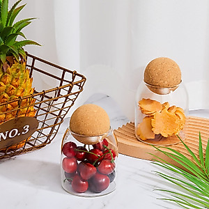 Suclain Glass Storage Containers Ball Cork Jar Glass Candy Jar 17 Oz/500ML Wood Cork Lid Small Glass Bottle Jars for Food Coffee Beans Tea Spice Salt Sugar Nut Kitchen Storage(6 Pcs)