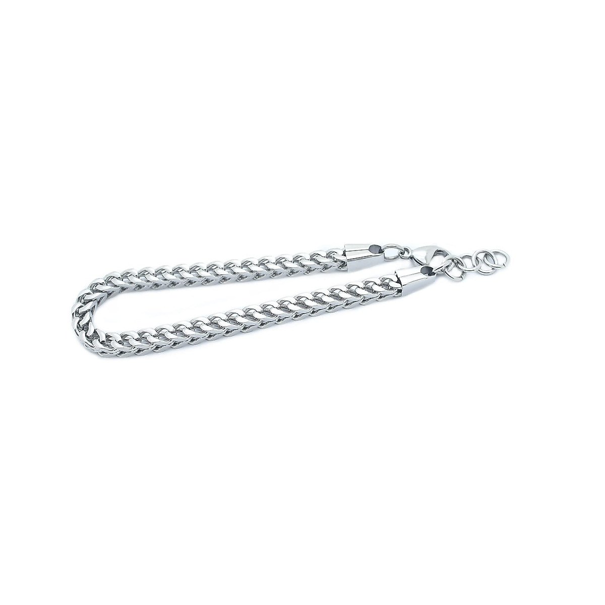Stainless Steel Polished 8-8.6 inch Heavy Wheat Bracelet Silver 316L Stainless Steel Chain 5*5mm Bracelet