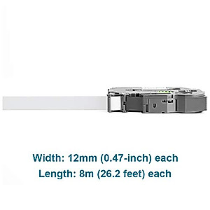 Zencoma Compatible Label Tape Replacement for Brother P Touch Label Maker Tape 12mm 0.47 Inch TZe 131 231 531 631 831, Black on Clear/White/Blue/Yellow/Gold TZ Tape for Ptouch PTD210 PTD600, 5 Pack