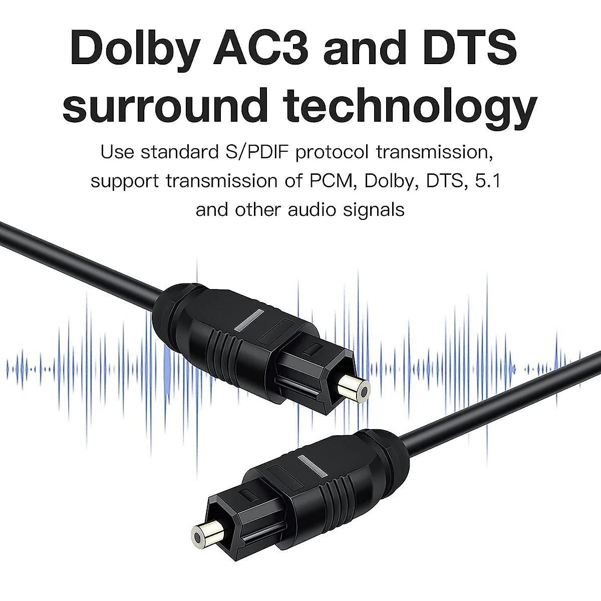 2 PCS Digital Optical Audio Cable 6ft1.8M - [24K Gold-Plated, Ultra-Durable] Slim Optical Cable Digital Audio Cable for Home Theater, Sound Bar, TV, PS4, Xbox, PlayStation & More