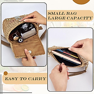 Silkfly 2 Pcs Kids Straw Small Backpack and Straw Clutch Bag Handbag Backpack Girls Straw Woven Bag Mini Woven Bag Bohemian Straw Clutch Bag Cute Little House Straw Backpack for Kid Girls