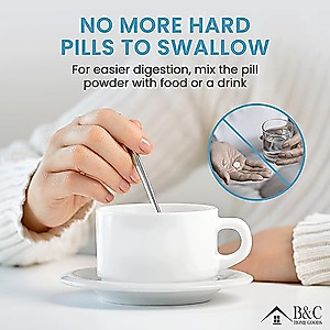 B&C Home Goods Pill Crusher - Stainless Steel Pill Grinder - Large Capacity Pill Crusher - Grind Pills into Fine Powder - Mills for Feeding Tube, Pets & Kids