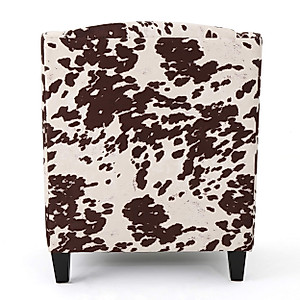Christopher Knight Home Elysabeth Studded Velvet Club Chair, Milk Cow / Dark Brown 32.75D x 29.25W x 37.5H in