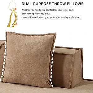 OPULHAUS Modern Minimalist Upholstered Couch，130" Oversized Modular Floor L-Shaped Sofa Set,Modern Upholstered Combination Facing Sofa, 3 PC Free Combination (130" Left-Hand Facing, Light Brown)