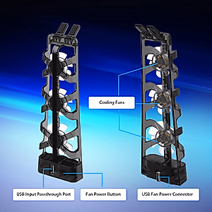 NexiGo PS5 Accessories Cooling Fan [Auto On/Off] with LED Light, for Both Disc and Digital Editions, Efficient Cooling System, Compatible with Horizontal Stand For Gaming Console