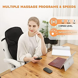 Back Massager Chair Pad with Heat, Vibration Massage Seat Cushion with 10 Vibration Nodes, Massage Chair Pad for Office and Home, Release Back Pain, Stress and Fatigue