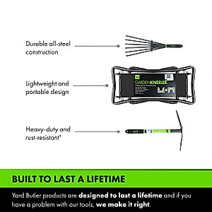 Yard Butler- Garden Kneeler/Seat with Terra Rake and Terra Tiller - Gardening Tools & Supplies Set Perfect for Gardeners - Ergonomic & Durable Designs