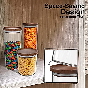 Essos Glass Jars with Wood Lid 1 Gallon Acacia Scoop Airtight Storage Container Jar Kitchen Canister for Food Flour Sugar