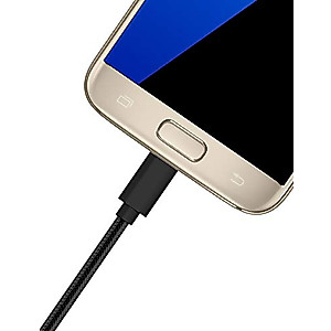 TALK WORKS Micro USB Cable 3 Pack 6ft Long Android Phone Charger Braided Heavy Duty Fast Charging Cord for Samsung Galaxy S6 / S7, Tablet, Bluetooth Speaker, Wireless Earbuds Headphones - Black