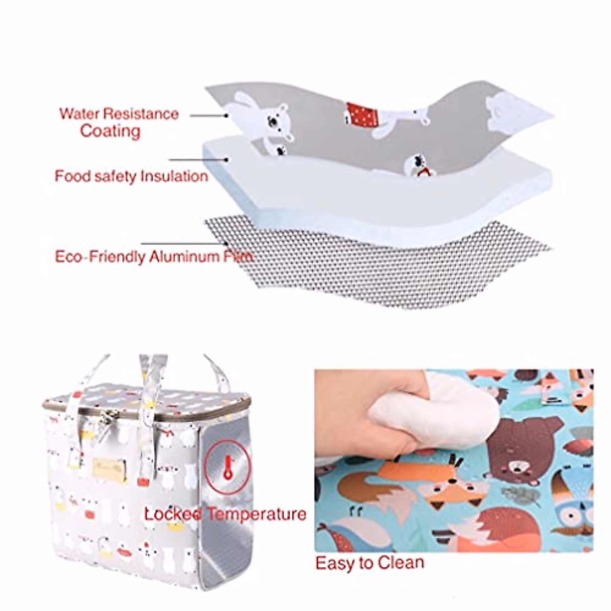 Kwang Min Pink Cat Faces Insulated Lunch Bag for Women Reusable Lunch Box for Adult,Large Bento Cooler for Office Picnic Beach Party,Premium Fabric,WaterProof,Pink Gift Pink Cat)