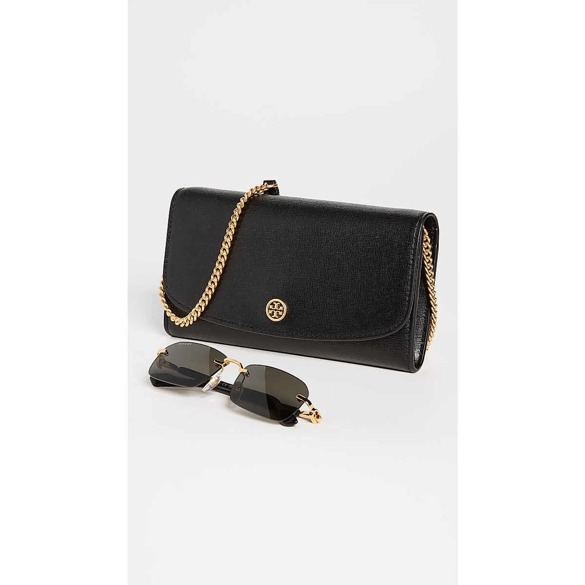 Tory Burch Women's Robinson Chain Wallet, Black, One Size