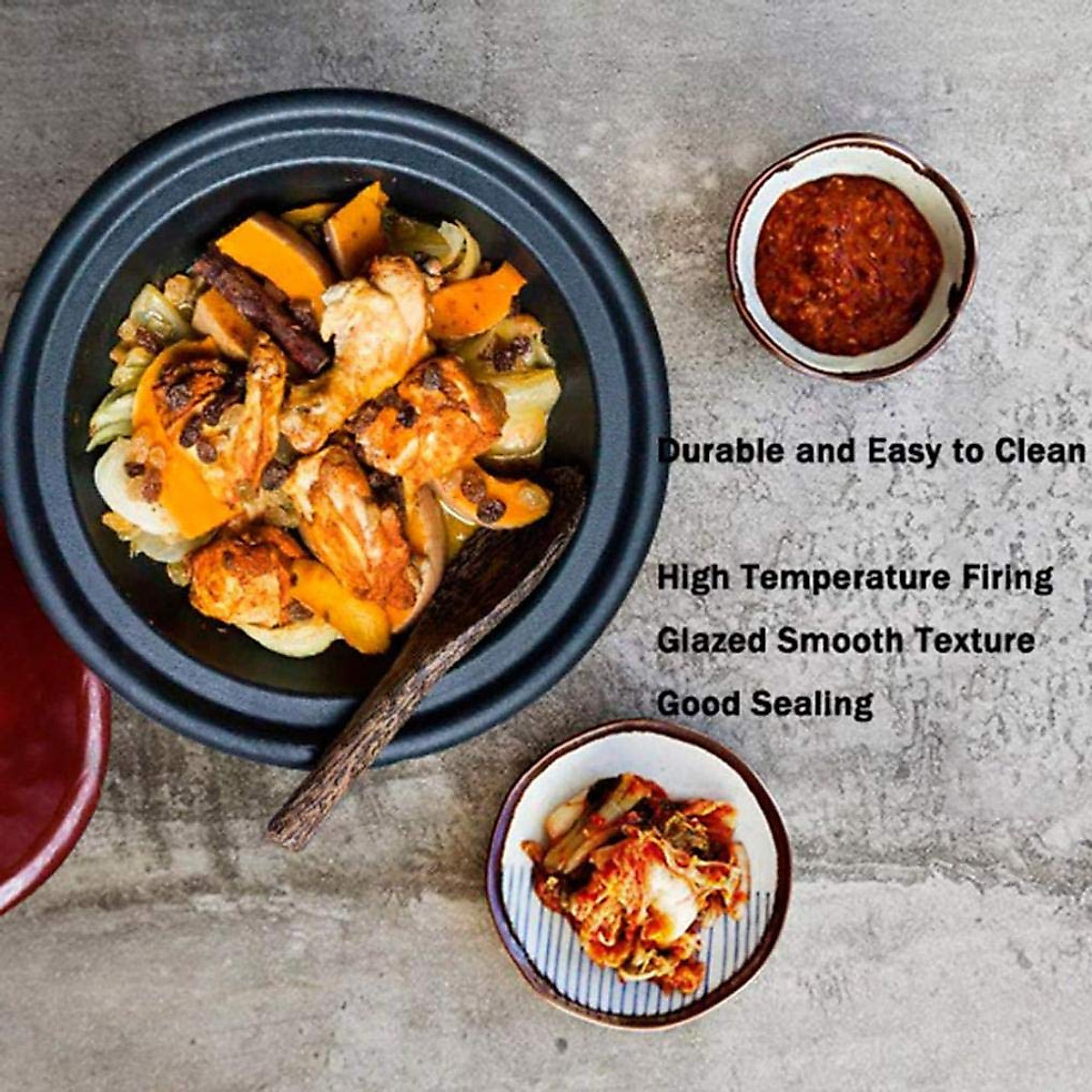 MYYINGBIN Moroccan Tagine Cast Iron Pot Resistant to Dry Burning High Tightness No Cracking Easy to Clean Tagine Pot for Medium to Extra Large Cooking