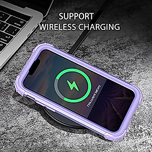 LONTECT for iPhone 14 Plus Case Glitter Sparkly Bling Shockproof Heavy Duty Hybrid Sturdy High Impact Protective Cover Case for Apple iPhone 14 Plus, Shiny Purple