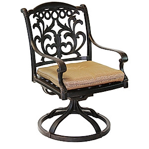 Mandalay Outdoor Patio 9pc Dining Set Dark Bronze Color Cast Aluminum (Premium Fabric Cushions)