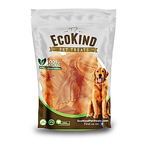 EcoKind Pet Treats Jumbo (6-8 inches Each) Cow Ear Dog Treats - 100% All-Natural Beef Dog Chews - Promotes Dental Health - Durable & Long-Lasting, Free Range Grass Fed Cattle (6 Ears)