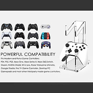 Linkidea Dual Controller Stand Holder Compatible with PS5 DualSense Edge, Xbox Elite/Core Wireless, Switch Pro Controllers Desk Mounts Gaming Accessories.