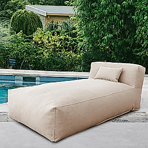 OPEAK Patio Furniture Set Bean Bag Chaise Lounge Chair Patio Daybed Furniture Outdoor Sofa Couch Pool Lounge Chairs High Density Foam Filling Modern Comfy Patio Couch (Light Beige)