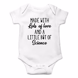 Made With Lots Of Love And A Little Bit Of Science - Funny Baby Essentials Bodysuit Romper (Newborn, White)