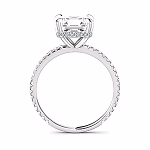 Moissanite world 3.50 Carat Radiant Moissanite & Hidden Halo Engagement Ring 14k White Gold (11mm), Handcrafted Engagement Rings (8)