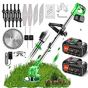 Mrzneaoch Electric Weed Wacker 36v Weed Eater Battery Powered,with 17 indivual 5 Different Blade Weed Eater for Home Garden Yard Mowing