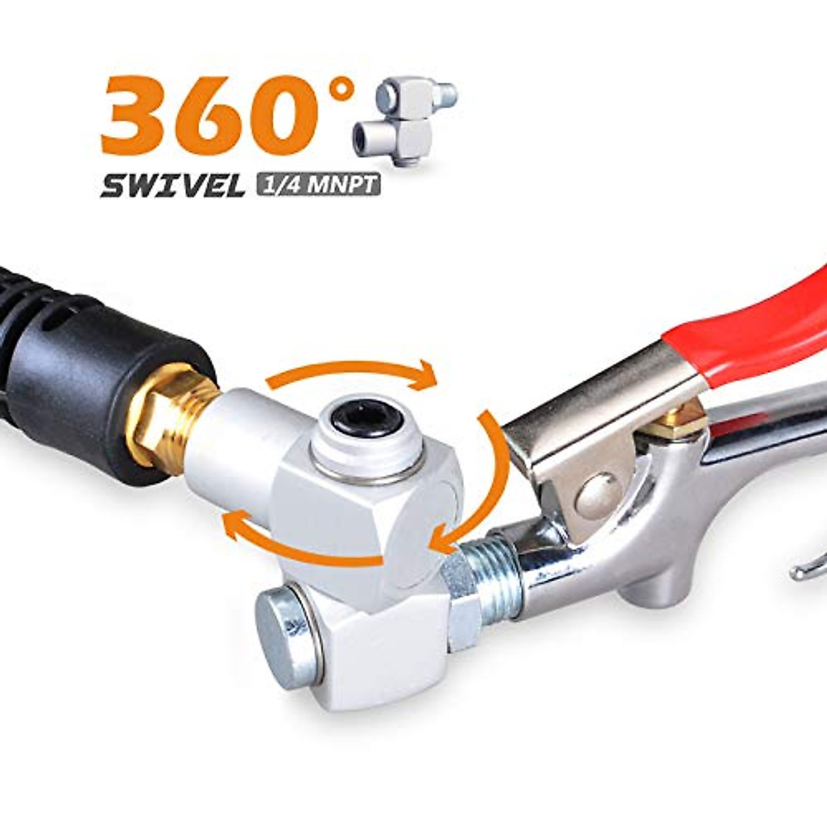 FYPower 20 Pieces Air Compressor Accessories kit, 3/8 inch x 50 ft Hybrid Air Compressor Hose Kit, 1/4" NPT Quick Connect Air Fittings, Tire Gauge, Chuck, Blow Gun, Swivel Plugs