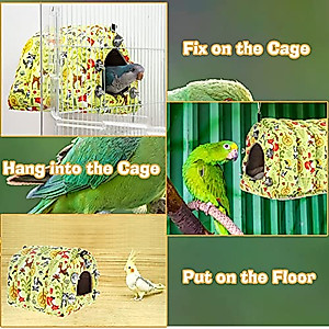 Vehomy Warm Bird Nest Hut Parrot Cozy Bed Tent Cage-Mounted Bird Bed Bird Parrot Hideout Hammock Swing Fluffy Parrot Sleeping Bed Parrot Hideaway for Cockatiels Parakeet Budgies African Grey L