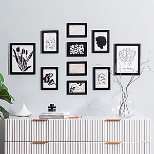 eletecpro 10 Pack Picture Frames, Including 4Pcs 4x6, 4Pcs 5x7, 2Pcs 8x10 Picture Frames Collage Wall Decor or Tabletop Display, Multiple Sizes Gallery Wall Frame Set, Black