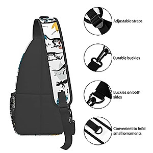 Luirioe Dinosaur White Sling Bag Crossbody Backpack Hiking Travel Daypack Chest Bag Lightweight Shoulder Bag For Women Men