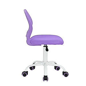 FurnitureR Writing Desk Chair for Teens Boys Girls,Home Office Chair with Breathable PP Mid Back, Armless,Height Adjustable,360 Swivel Chair,Purple