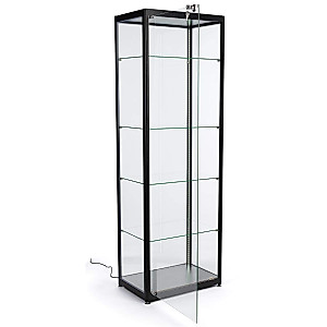 Displays2go 2 Foot Wide Display Cases with Corner Lighting – Black (DCKDMT24B)