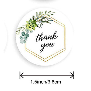 500 Pcs/Roll 1.5inch Thank You Stickers with Flowers Holiday Envelope Adhesive Sticker Craft Stickers Scrapbooking Decorative Sealing Stickers for Christmas Gifts, Wedding, Party