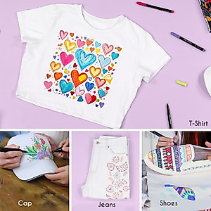 Zenacolor 40 Fabric Markers Pens Set - Non Toxic, Indelible and Permanent Fabric Paint - Fine Point Tip Textile Marker Pen