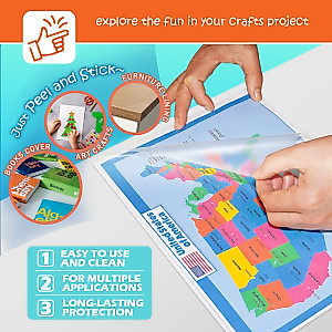 Olivo Clear Contact Paper Roll for Books Crafts 17.5 in x 10 ft Peel and Stick Adhesive Book Cover Plastic Protector