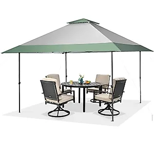 Tangkula 13x13 Ft Pop Up Canopy, 2 Tier Outdoor Canopy with 4 More Reinforced Ribs, Center Lock, Wheeled Bag, Easy Setup Instant Canopy Tent for Deck, Garden, Backyard, CPAI-84, UPF 50+ Protection