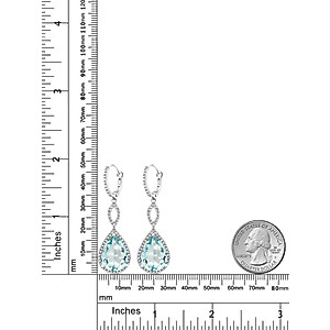 Gem Stone King 925 Sterling Silver Long Drop Dangle Elegant Wedding Bridal Chandelier Teardrop Earrings for Women | 2 Inch | Pear Shape 16X12MM | 20.00 Cttw