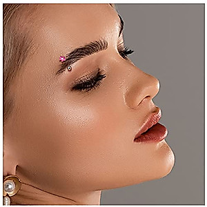 Pierced Owl 16GA Glittery Opalite Flower with CZ Center 316L Surgical Stainless Steel Cartilage Helix Daith Rook Eyebrow Curved Barbell (White)