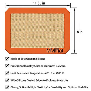 MMmat Silicone Baking Mats for Quarter Sheet - Best German Silicone - Set of 2