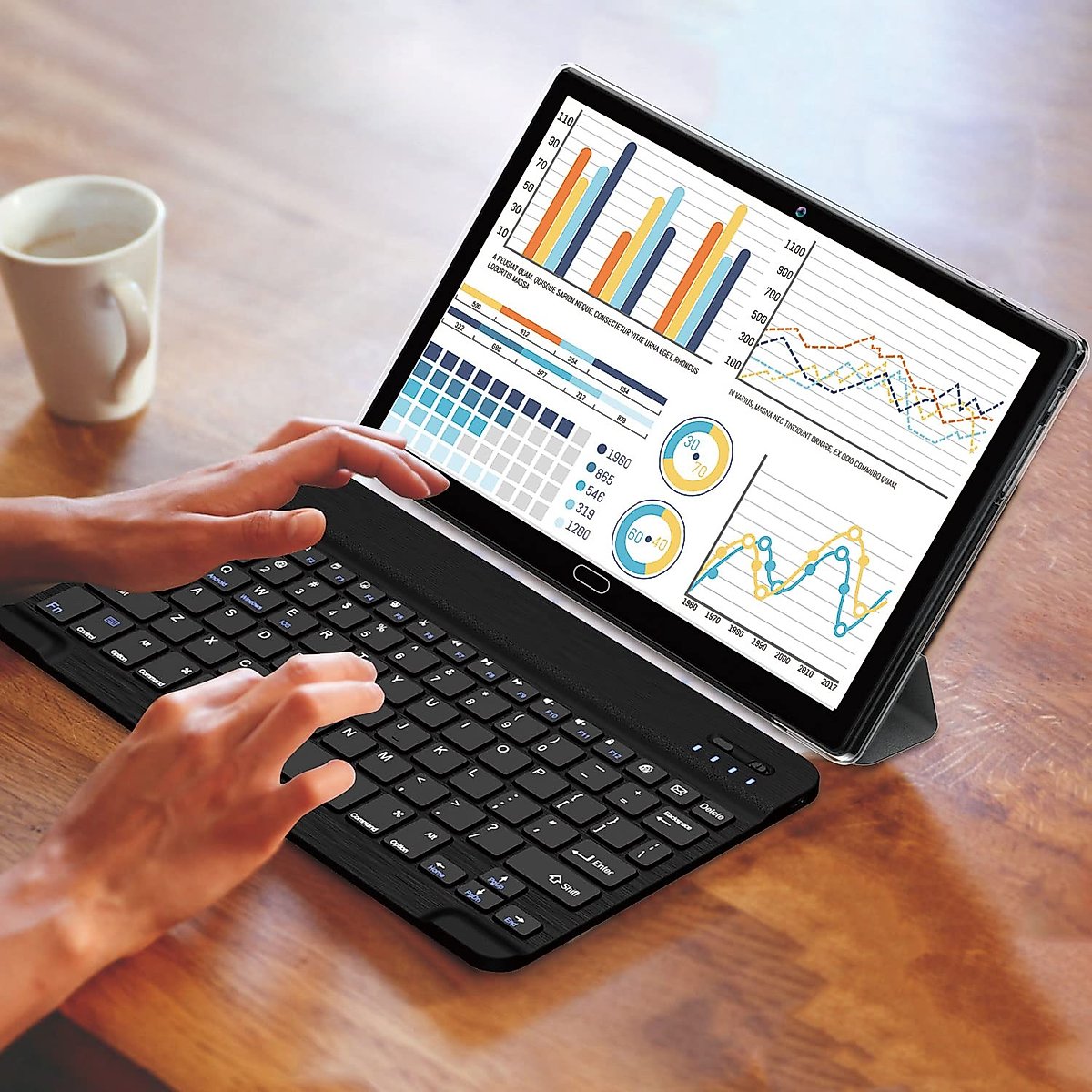 2024 Newest Tablet 10 Inch Android Tablets, 2 in 1 Tablet with 4+64/512GB Storage Octa-Core, Dual Sim Card Support 4G Cellular Tablet with Keyboard,13MP Camera, 6000mAh Battery, GPS, Bluetooth, WiFi