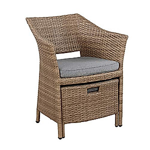 Kokoli All-Weather Conversation Set with Set of 2 Chairs with Ottomans and 17" H Accent Table