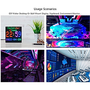 64x64 4096 Pixels RGB Full-Color LED Matrix Panel 2.5mm Pitch, Adjustable Brightness Chainable Design,Display Text/Colorful Image/Animation, Compatible with Raspberry Pi / Raspberry Pi Pico / ESP32