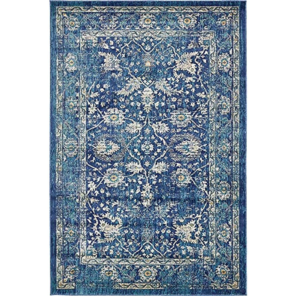 Unique Loom Oslo Collection Traditional Botanical Navy Blue Area Rug (6' x 9')