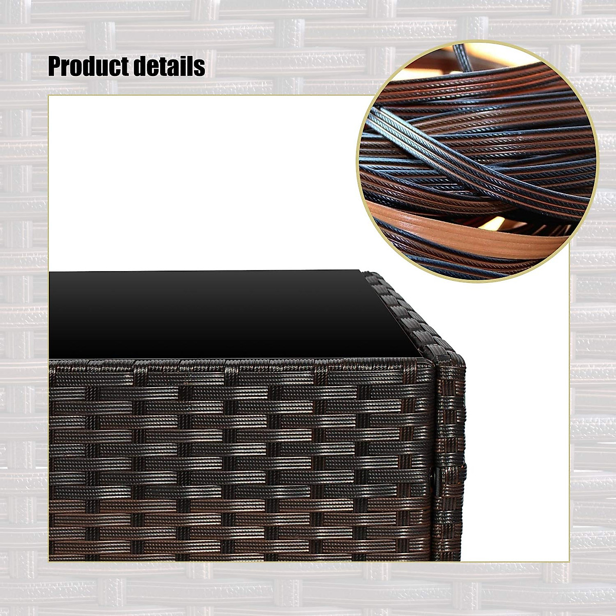 3PCS Outdoor Patio Furniture Set PE Wicker Rattan Chairs and Table Sofa Seats Conversation Set with Washable Cushion (Brown Beige)