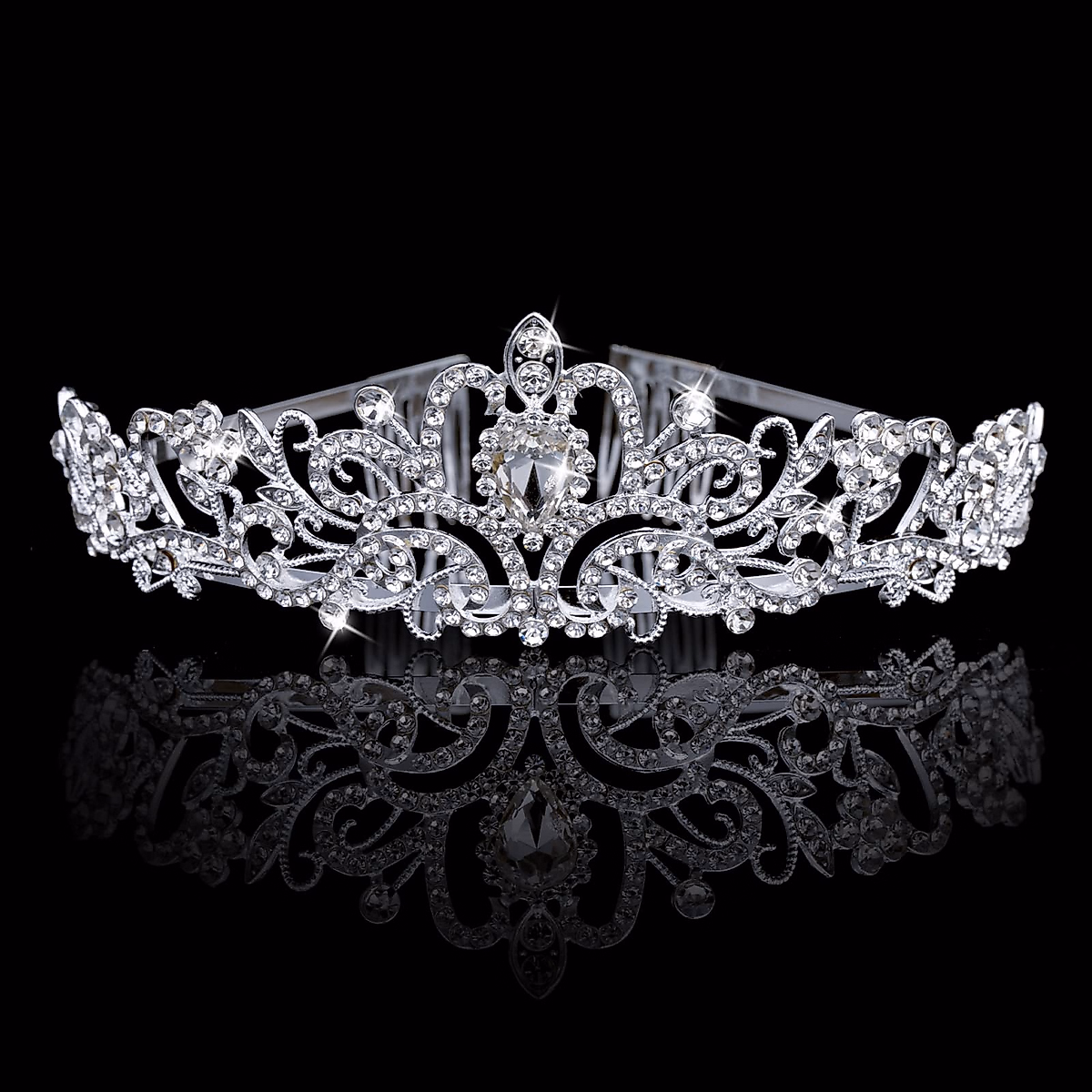 Halloween Tiara Crowns for Women Tiaras for Girls Princess Crown for Birthday Halloween Costume Bride Wedding Queen, Crystal Tiara