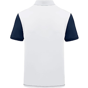ZITY Golf Polo Shirts for Men Short Sleeve Athletic Tennis T-Shirt Navy White XL